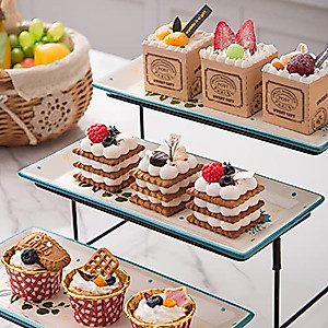 Wisenvoy 3 Tier Serving Tray Serving Platter Tiered Serving Tray Ceramic Serving Platters 12 Inch Serving Trays for Party