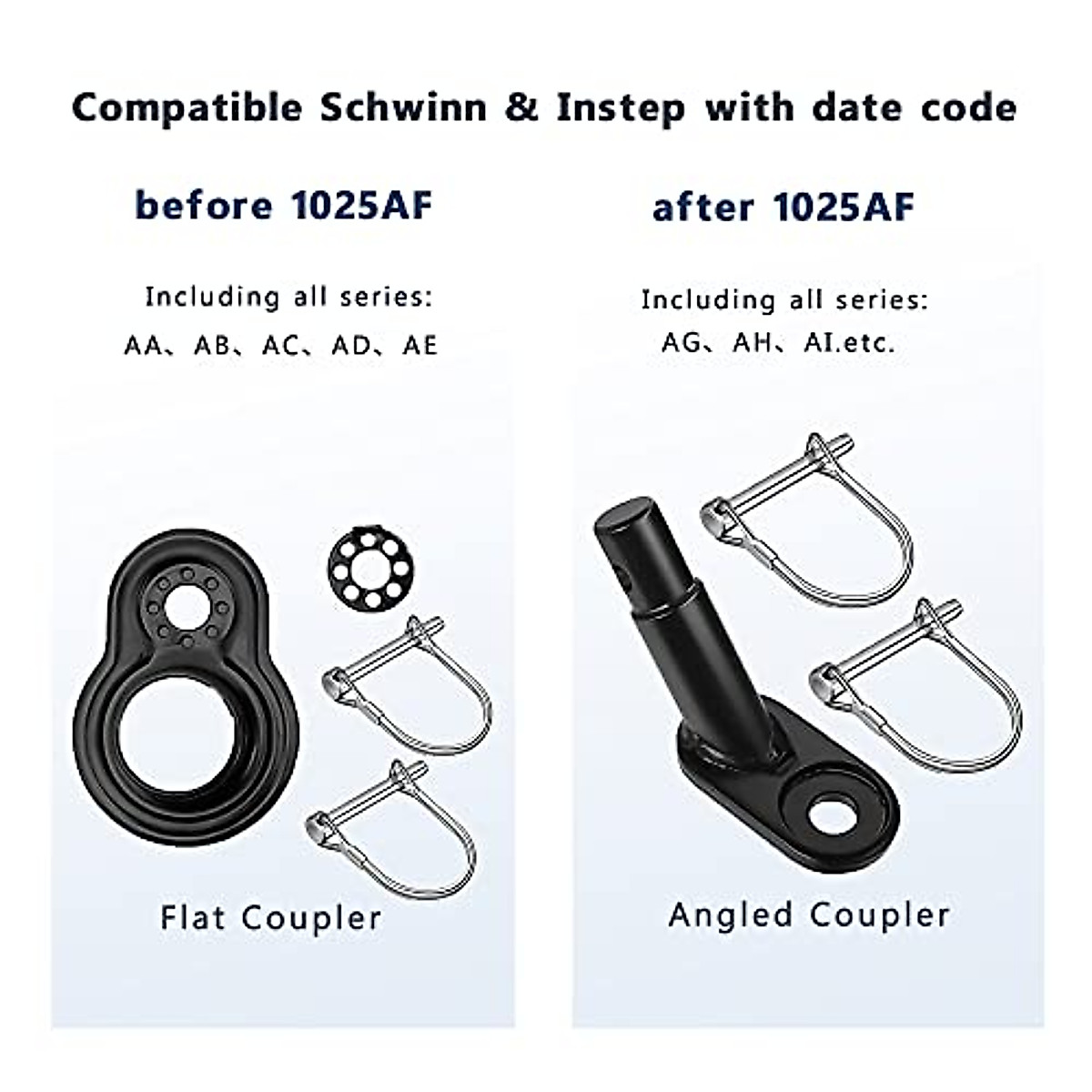 Thinvik Coupler Hitch Attachments for Instep and Schwinn Bike Trailers,Flat and Angled Couplers Metal, Bike Trailers Accessories for Kids&Pets, for Various of Bicycle Carriers, Trailer Size（Angled）