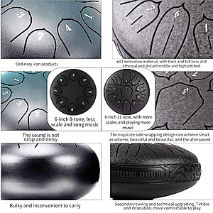 Steel Tongue Drum 11 Note 6 Inches D-Key Tank Drum Handpan Drum Percussion Instrument for Meditation Entertainment Musical Education Concert Mind Healing Yoga