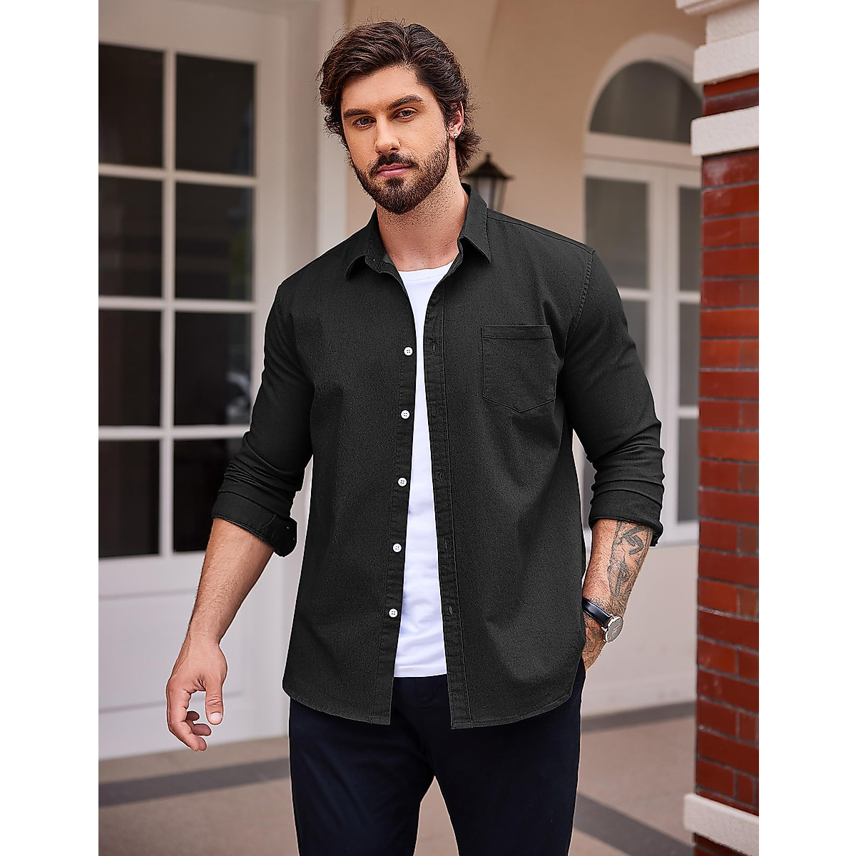 COOFANDY Men's Denim Button Up Shirt Business Casual Shirts Western Shirts for Men Cowboy