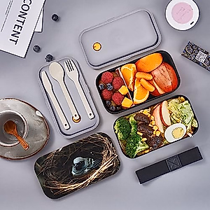 Little Bird Nest Adult Lunch Box, Bento Box, With Cutlery Set Of 3, 2 Compartments, Rectangular, Lunch Box For Adults