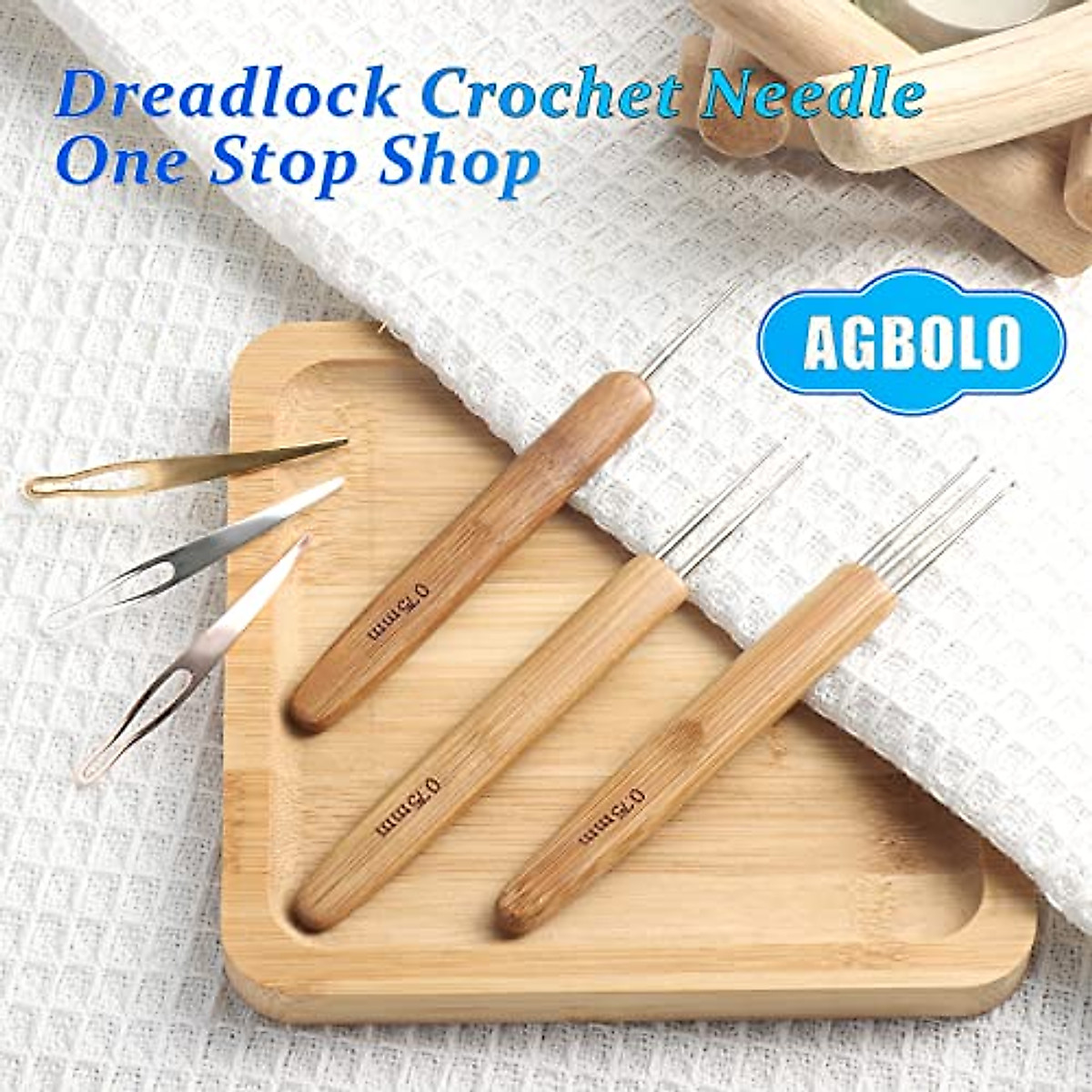 6PCS Dreadlock Crochet Needle for Dreadlocks, Durable 0.75mm Dreadlock Crochet Hooks for Hair with Interlocking Tool, Excellent for Maintaining Real Dread Loc