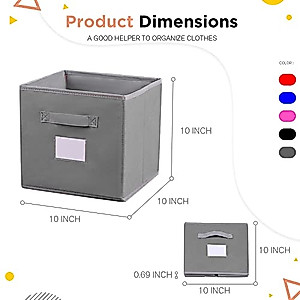 JNCHOICE Storage Cubes 2 Packs Folding Thicker Fabric Storage Bins Basket for Closet Shelf Cabinet Bookcase - Grey