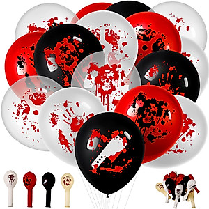 80 Pcs Halloween Balloons 12 Inch Blood Splatter Horror Movie Balloons Halloween Birthday Party Decorations Horror Themed Bloody Latex Balloons for Scary Halloween Supplies Decor, 4 Styles