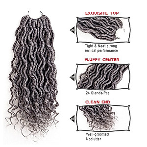 6 Packs Goddess Locs Crochet Hair 14 Inch Gray Wavy Curly Faux Locs Crochet Braids Synthetic Hair Extensions Dreadlocks Crochet Locs Braiding Hair Goddess Brainds Crochet Hair (14" (6 Packs), #51)