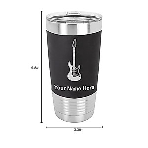 LaserGram 20oz Vacuum Insulated Tumbler Mug, Electric Guitar, Personalized Engraving Included (Silicone Grip, Black)