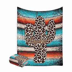 Funny Leopard Cactus Personalized Blanket Nursery Swaddling Blankets for Gilrs Boys Kids Newborns Baby Shower Pet Gift 30 x 40 Inch
