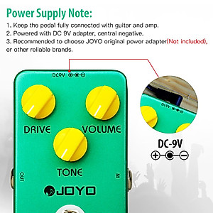 JOYO Vintage Overdrive Pedal Classic Tube Screamer Pedal for Electric Guitar Effect - True Bypass (JF-01)