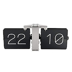 Karlsson Flip Clock No Case Black, Chrome Stand, Steel, 8.5 x 36 x 14 cm