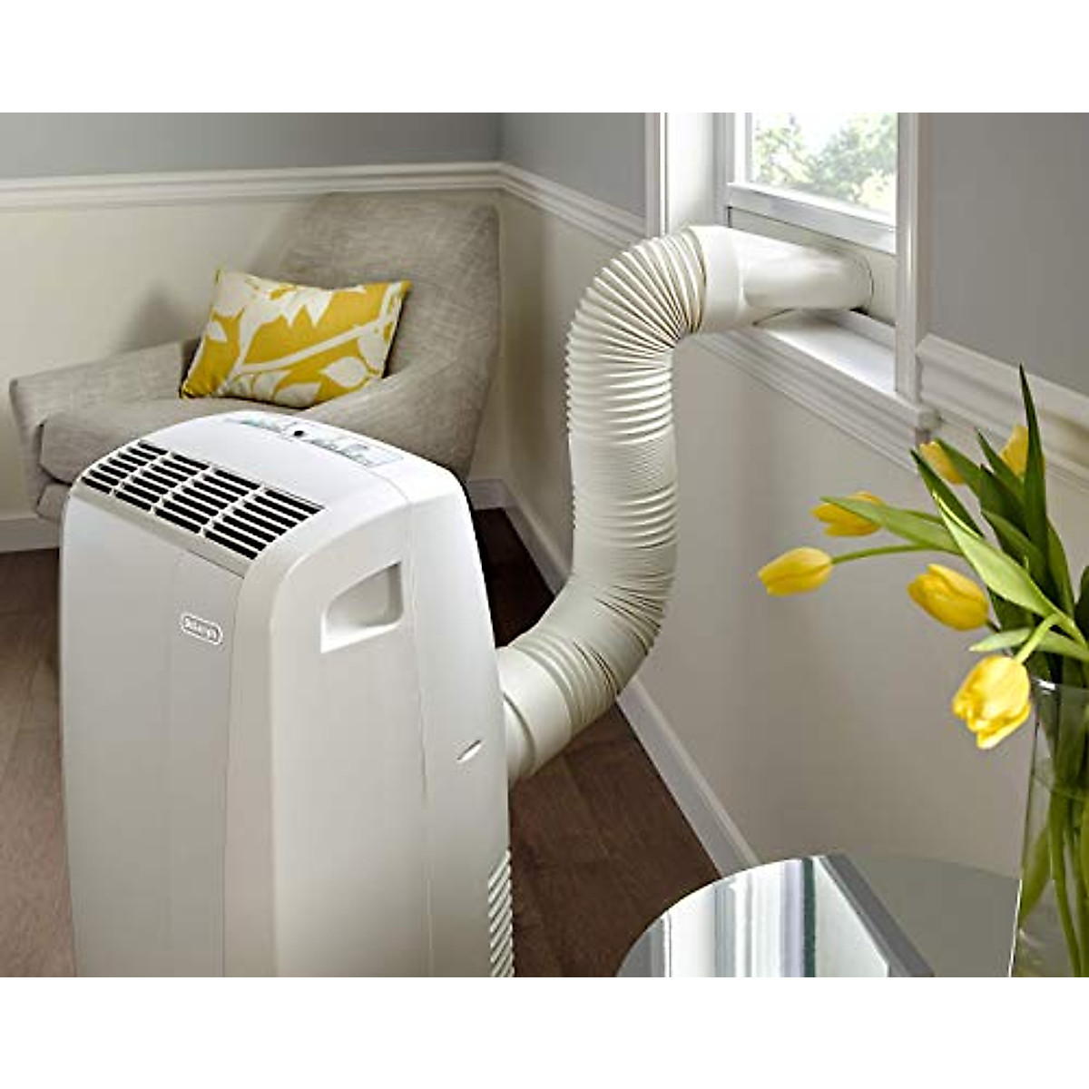 De'Longhi 3-in-1 Portable Air Conditioner, Dehumidifier & Fan + Remote Control & Wheels, 400 sq ft, Large Room, 6000 (DOE) / 10000 BTU (ASHRAE), White, PACN250GN (Renewed)