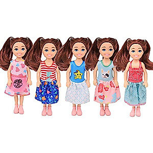 Lembani 20 Sets 6 inch Chelsea Girl Doll Clothes Set. Coloful 20 Dresses Clothes and Accessories Kids Birthday Gift for 3 to 7 Year Olds