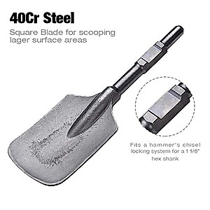 Yescom Clay Spade Chisel Bit Steel for 1-1/8" Hex Shank Electric Demolition Jack Hammer Scoop Shovel Attachment