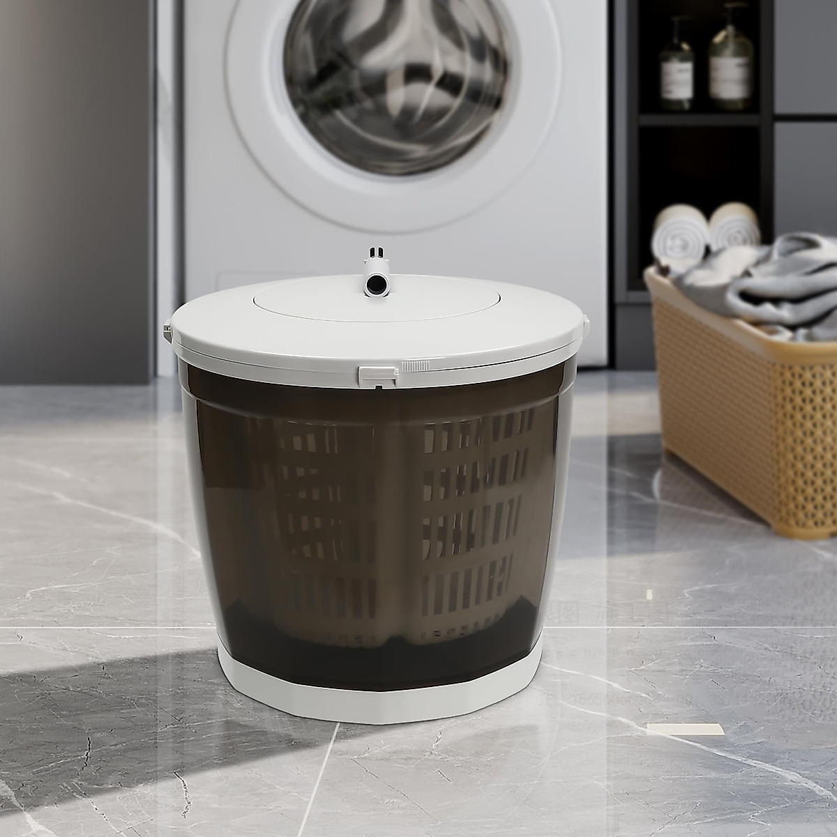 DUIBAII Portable Washing Machine, 2 in 1 Non-Electric Washing Machine, Mini Traveling Outdoor Washing Machine, Compact Washer Spin Dryer,Grey