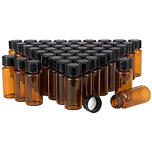 Newzoll Liquid Sample Glass Bottles Vials Screwcap Brown Bottles Capacity 10ml,1/3 Oz Pack of 50