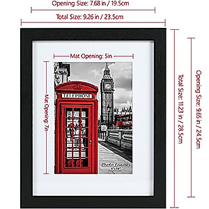 PEALSN 8x10 Picture Frame Set of 6, Display Picture 5x7 with Mat or 8x10 Without Mat, Black Woodgrain
