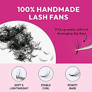 Eyesy Lash 500 Wispy Lash Extensions | 5D 0.07 Size 12mm Curl D | Wispy Natural Lash Look Premade Fans Eyelash Extensions Kim K American Volume Promade Fans Handmade Pre Made Loose Fan Lashes