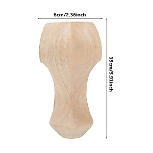 Hztyyier 4pcs Solid Wood Furniture Legs Wood Carved Sofa Couch Chair Ottoman Loveseat Table Cabinet Furniture Wood Legs Wood Unfinished Carved Feet(15x6cm)