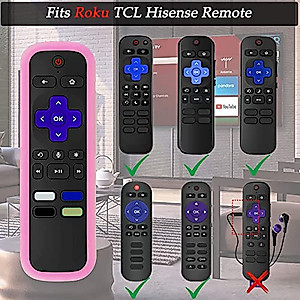 2Pack Remote Case for Roku - Taiyiluo Silicone Protective Controller Cover Compatible with TCL Roku Remote,Universal for Hisense Roku Express 4K+ 2021 | Roku Streaming Stick+(Glow Pink & Glow Blue)