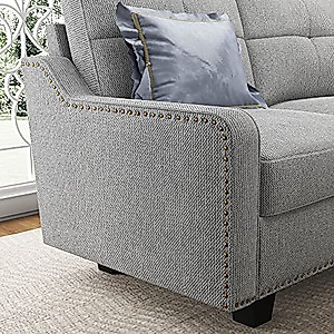 HONBAY Convertible Sectional Sofa, L Shaped Couch, Reversible 4 Seat Corner Sofa for Small Apartment,Light Grey, 82.7/''D x 82.7/''W x 36.2/''H