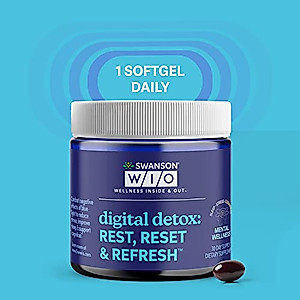 Swanson WIO™ Digital Detox: Rest, Reset & Refresh™ Sleep Better, Blue Light Defense, Mental Wellness, Less Stress, Lutein, Zeaxanthin, Lutemax® - 4 oz Bottle with 30 Softgels (30-Day Supply)