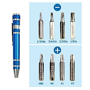 SWATOM 8 in 1 Mini Screwdriver Set Small Screwdrivers Pen Magnetic Repair Tools EDC Compact Precision Gadgets for Computer Eyeglasses Daily Home Improvement Use (Black)