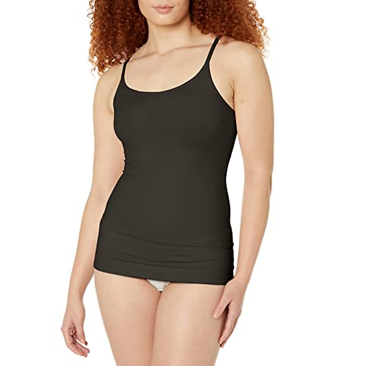 Maidenform Womens Long Length Cami, Firm Control Microfiber Smoothing Tank Shapewear-tops, Black, Large US