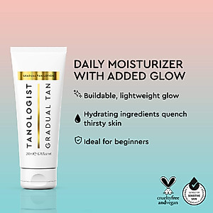 Tanologist Gradual Tan Lotion - Hydrating Daily Tanning Moisturizer for Gradual Tan, Vegan and Cruelty Free, 6.76 Fl Oz