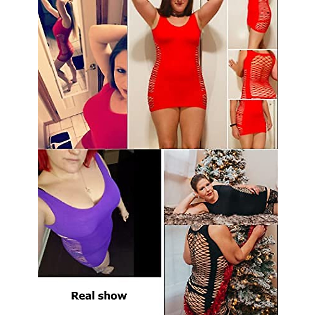 Avidlove Women's Fishnet Lingerie Mesh Chemise Babydoll Mini Dress Bodysuit Dark Blue Small