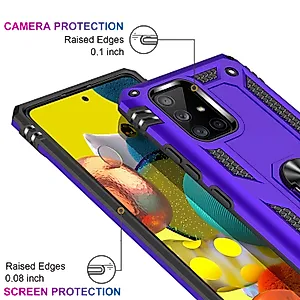 LUMARKE for Galaxy A51 5G Case with Screen Protector,Pass 16ft. Drop Tested Military Grade Protective Phone Cover with Magnetic Ring Kickstand Compatible with Car Mount Holder Purple