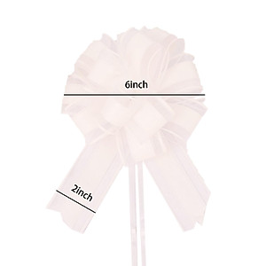 GAKA 10 Pieces White Pull Bow, 6 inch Big Pull Bows for Wrapping Gift or Flower Baskets Decorations, Christmas Valentine's Day Various Party Gift Flower Decorations