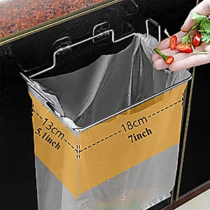 Trash Bag Holder for Cupboards Kitchen Cabinet Door, Stainless Steel Portable Garbage Bins (with Wall Sticker Base) Kitchen Waste Bins, Easy to Store, Can Be Put Away at Any Time, Kitchen Essential