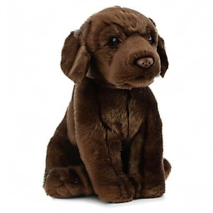 Living Nature Chocolate Labrador Stuffed Animal | Fluffy Dog Animal | Soft Toy Gift for Kids | 8 inches