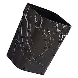 Zerodeko Waste Basket Square Small Trash Can Plastic Small Wastebasket Black Garbage Container Bin Garbage Can for Home, Kitchen, Bathroom, Office (14 L) Black Bathroom Decor