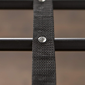 Walker Edison Metal Black Twin Low Loft Bunk Floating Bed Kids Bedroom Storage Guard Rail Ladder Bedframe