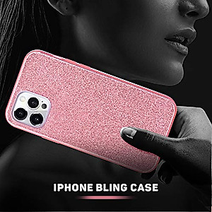 MATEPROX Compatible with iPhone 12 Pro case Compatible with iPhone 12 Cases Glitter Bling Sparkle Cute Girls Women Protective Cover (Pink)