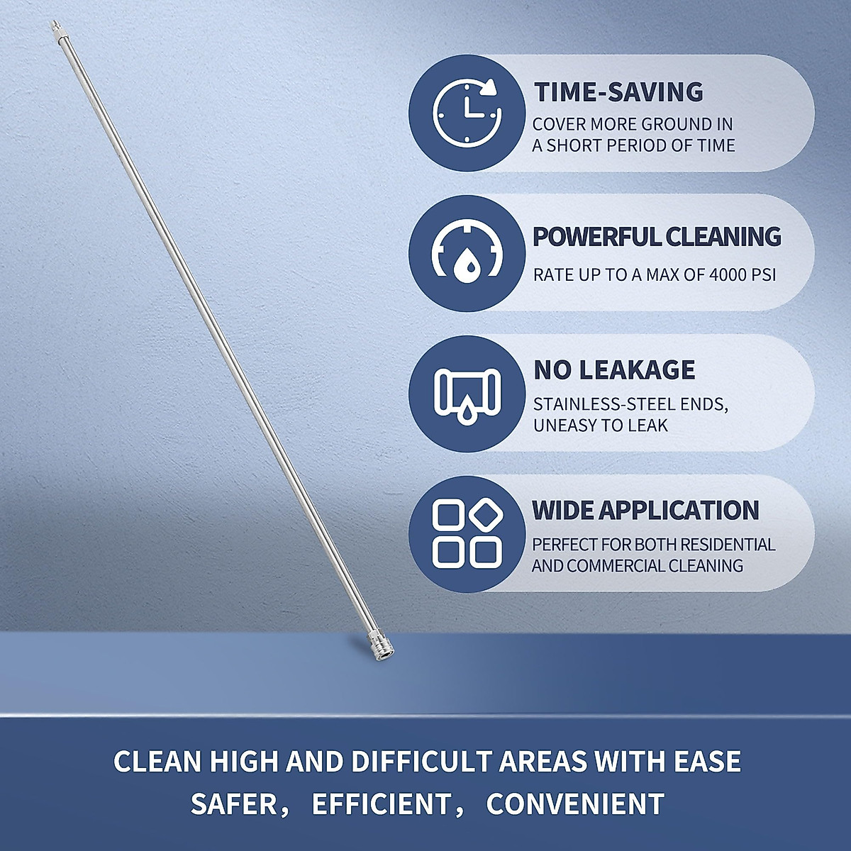 FENG PAI Pressure Washer Extension Wand - 60" Pressure Washer Wands wit Replacement Wand, 1/4" Quick Connect Power Washer Lance, 4000 PSI