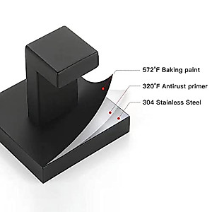 COUOBO Wall Hooks Towel Hooks Towel Holder Robe Hook Bathroom Hooks Black Heavy Duty Door Hanger Stainless Steel Matt Black 4 Pack