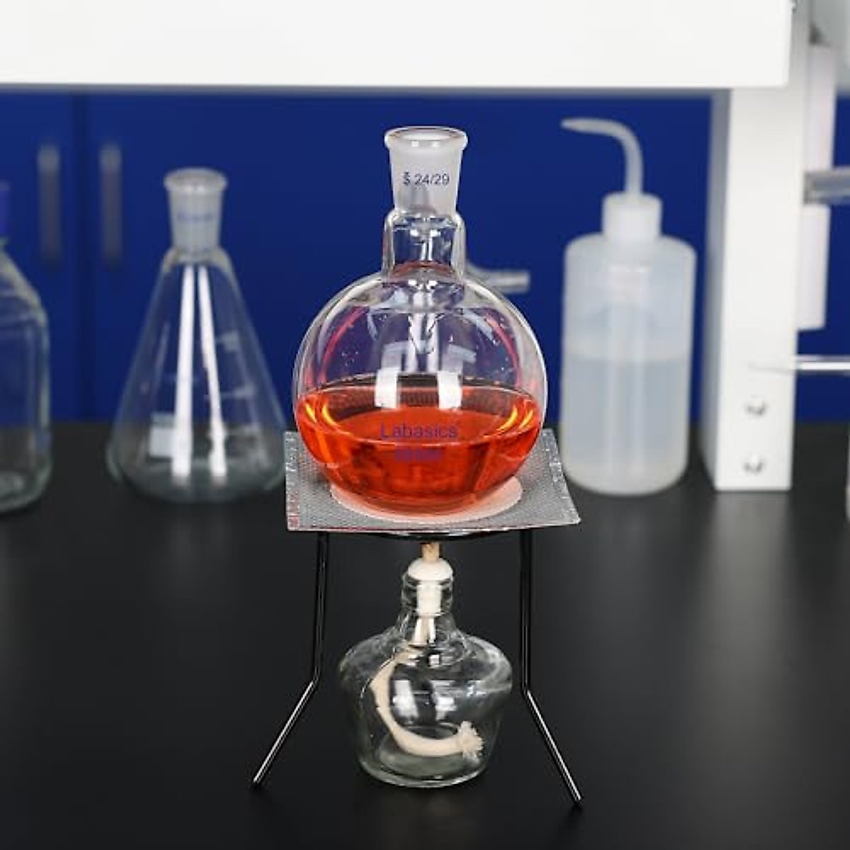 Labasics Single Neck Flat Bottom Boiling Flask, Borosilicate Glass Flat Bottom Boiling Flask with 24/29 Standard Joint, 500 ml
