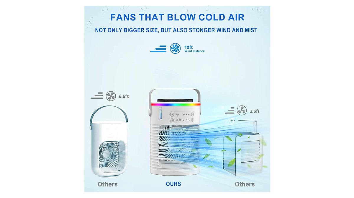 Portable Air Conditioner with Mist & Night Light - Azoiito