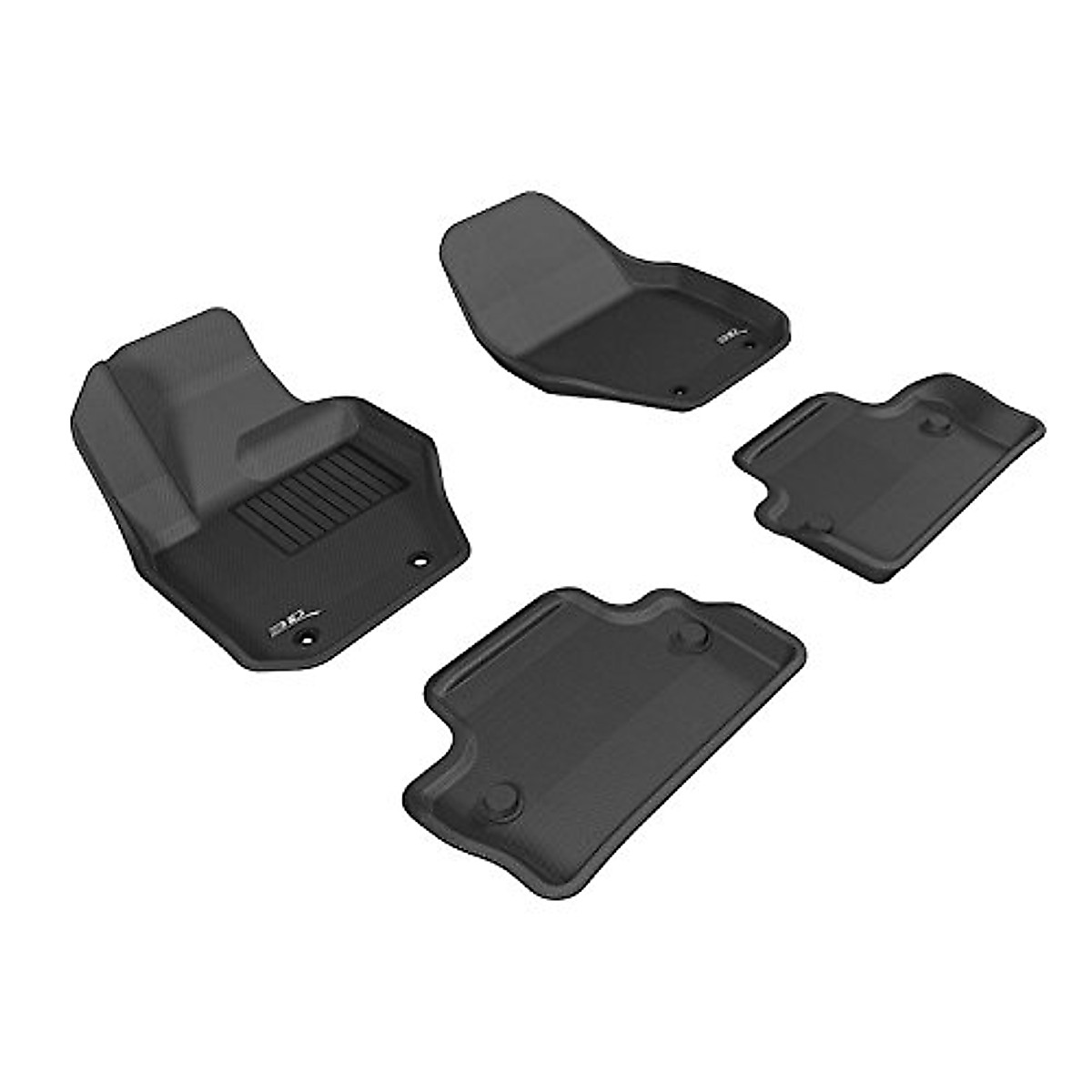 3D MAXpider - L1VV01601509 All-Weather Floor Mats for Volvo S60 2011-2018 / V60 2015-2018 Custom Fit Car Floor Liners, Kagu Series (1st & 2nd Row, Black)