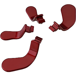 EASEGMER Metal Black Stainless Steel Paddles, Replacement Parts Video Games Accessories Kits, Interchangeable Hair Trigger Locks for Xbox One Elite Seies 2 & Elite 2 Core Controller - 4 PCS (Red)