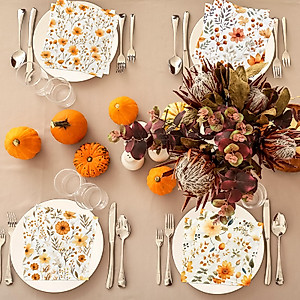 40Pcs Fall Napkins,Fall Baby Shower Decorations Autumn Harvest Party Napkins Maple Leaf Flower Theme Decoration for Baby Shower,Birthday Party