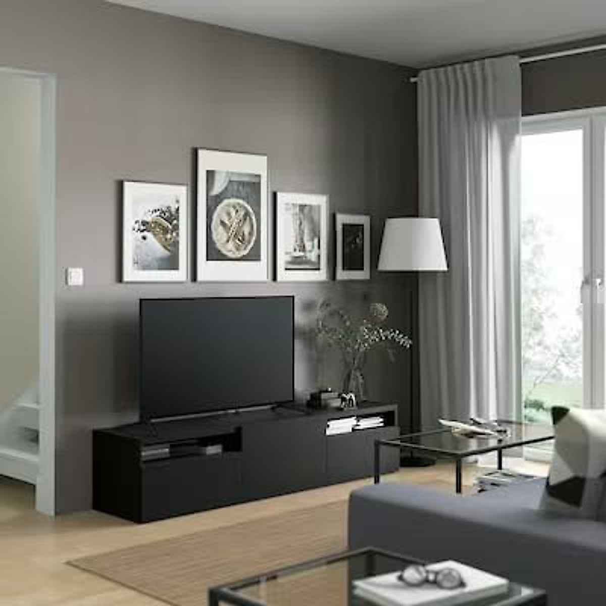 TV Unit,Black-Brown/Lappviken Black-Brown, 70 7/8x16 1/2x15 3/8 "