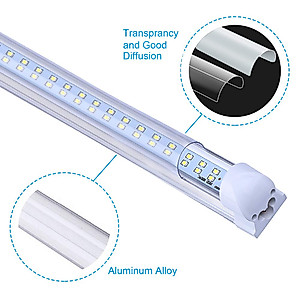 8FT LED Shop Light Fixture, T8 Integrated Tube Light Fixture, 72W, 8640LM, 6000K, High Output, Brighter White, 8 foot Linkable LED Tube Light for Garage, Warehouse (4-Pack)
