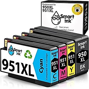 Smart Ink Compatible Ink Cartridge Replacement for HP 950XL 951XL 950 XL 951 XL 4 Pack Combo to use with Officejet Pro 8600 plus 8610 8620 8100 8625 8630 Printers (1 Black & 1 Cyan 1 Magenta 1 Yellow)