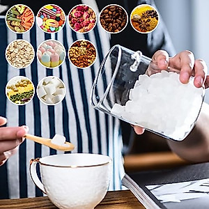 Qipecedm Set of 2 Glass Jars Containers with Bamboo Airtight Lids & Spoons, 17 oz Borosilicate Glass Jars, Clear Food Storage Canister for Cookie, Candy, Coffee, Sugar, Matcha Tea, Flour, Nuts & More