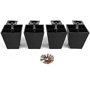 MEETWARM 4 inch Sofa Legs Square Tapered Plastic Couch Legs Replacement Furniture Legs for Armchair Nightstand Dresser TV Stand and Chest of Drawers, Set of 4