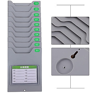 Cabilock Wall Mount File Holder Expandable Rack Retractable Holder Wall Mounted Stacking Holder with 10 Pocket Slots Attendance Card Holder Slot for Office Warehouse Grey Expandable Rack