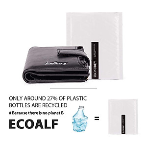 ZLONUBEY Small Wallet for Women RFID Blocking Leather Bifold Men Wallet with ID Window Women Wallets (Black)