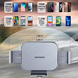 DOODBI Dual Coils Wireless Car Charger Mount for Galaxy Z Fold 4/3 car Mount/Accessories, Fast Charging Phone Holder for Galaxy Z Fold 4/3/2/S22 Ultra, iPhone 13 Pro Max,Google Pixel 6 Pro